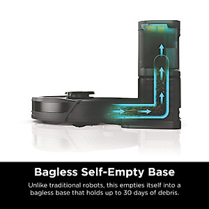 Shark AV2501S AI Robot Vacuum with HEPA Self-Empty Base, Bagless, 30-Day Capacity, LIDAR Navigation, Perfect for Pet Hair, Compatible with Alexa, Wi-Fi Connected, Black