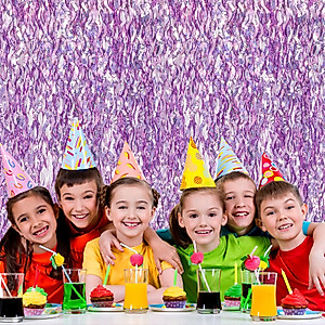 Lilac Pink Wave Party Backdrop Decoration -Foil Fringe Curtain Pink Party Streamers for Princess/Taylor/Unicorn/Bachelorette/Cowgirl/BTS/Sleepover Theme Party Decorations -2 Packs