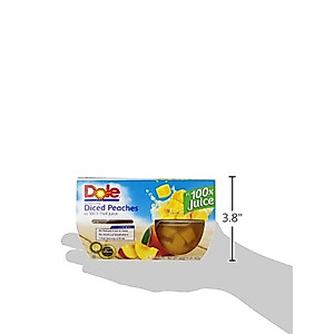 Dole Fruit Bowls Diced Peaches in 100% Juice, Gluten Free Healthy Snack, 4 Ounce 4 Cups (Pack of 4)
