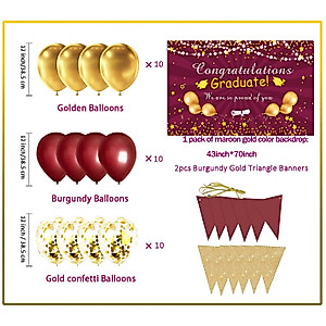 Graduation Party Decorations Maroon Gold 2023/Burgundy Balloons/Graduation Party Supplies Maroon Graduation Party FSU Graduation Backdrop/Class of 2023 Graduation Decorations Burgundy Gold