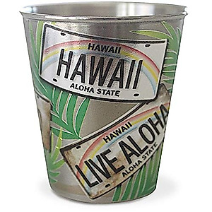 Hawaii Stainless Steel Shot Glass License Plate Palms