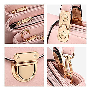 Dasein Women Satchel Handbags Top Handle Purse Medium Tote Bag Vegan Leather Shoulder Bag (Light Pink)