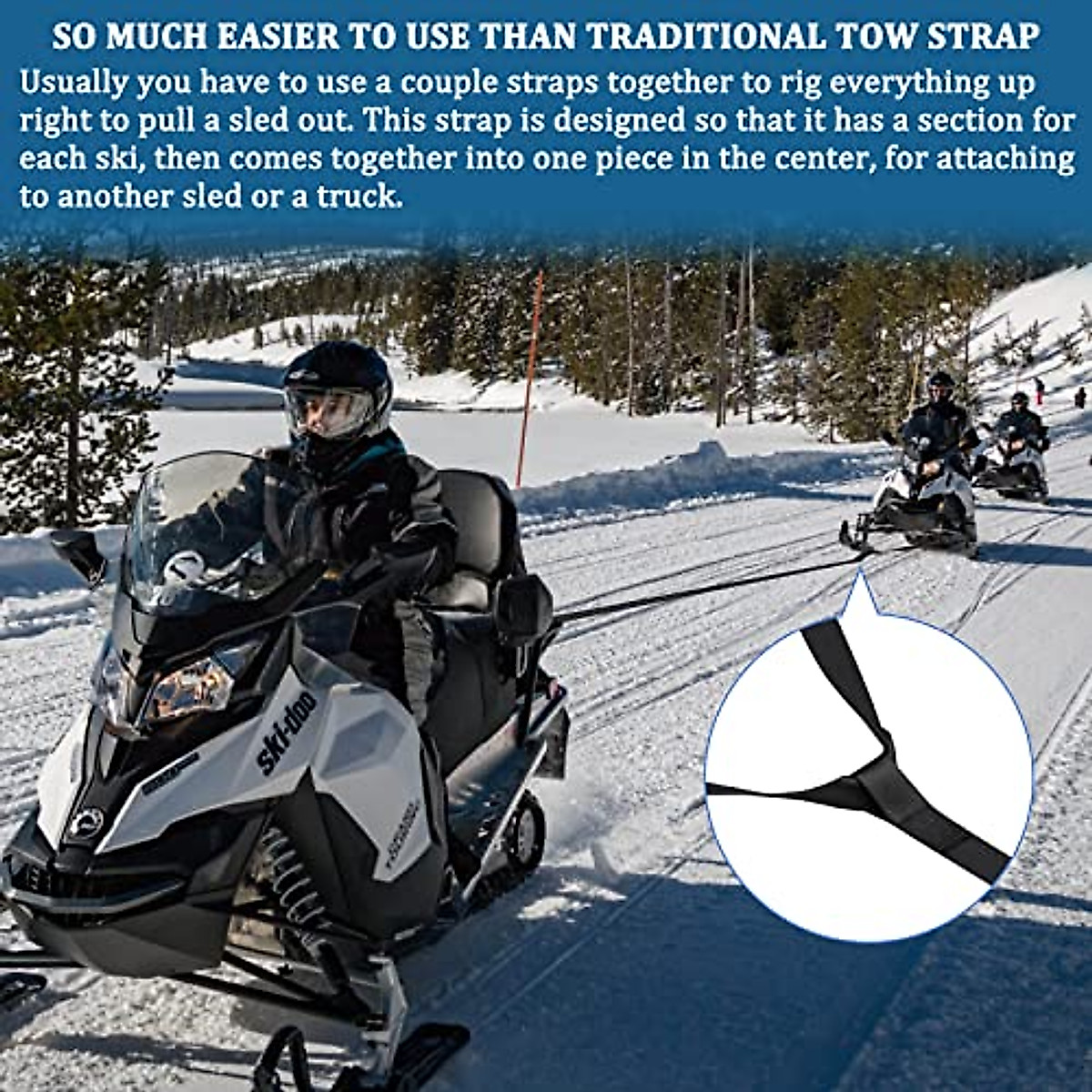 Botepon Snowmobile Tow Strap with Hook, Tow Rope, Quick Hook Up and Tow Easilly for Snowmobile, Sled, Skidoo or ATV, Snowmobile Accessories, Snowmobile Safety Kit(10 feet)