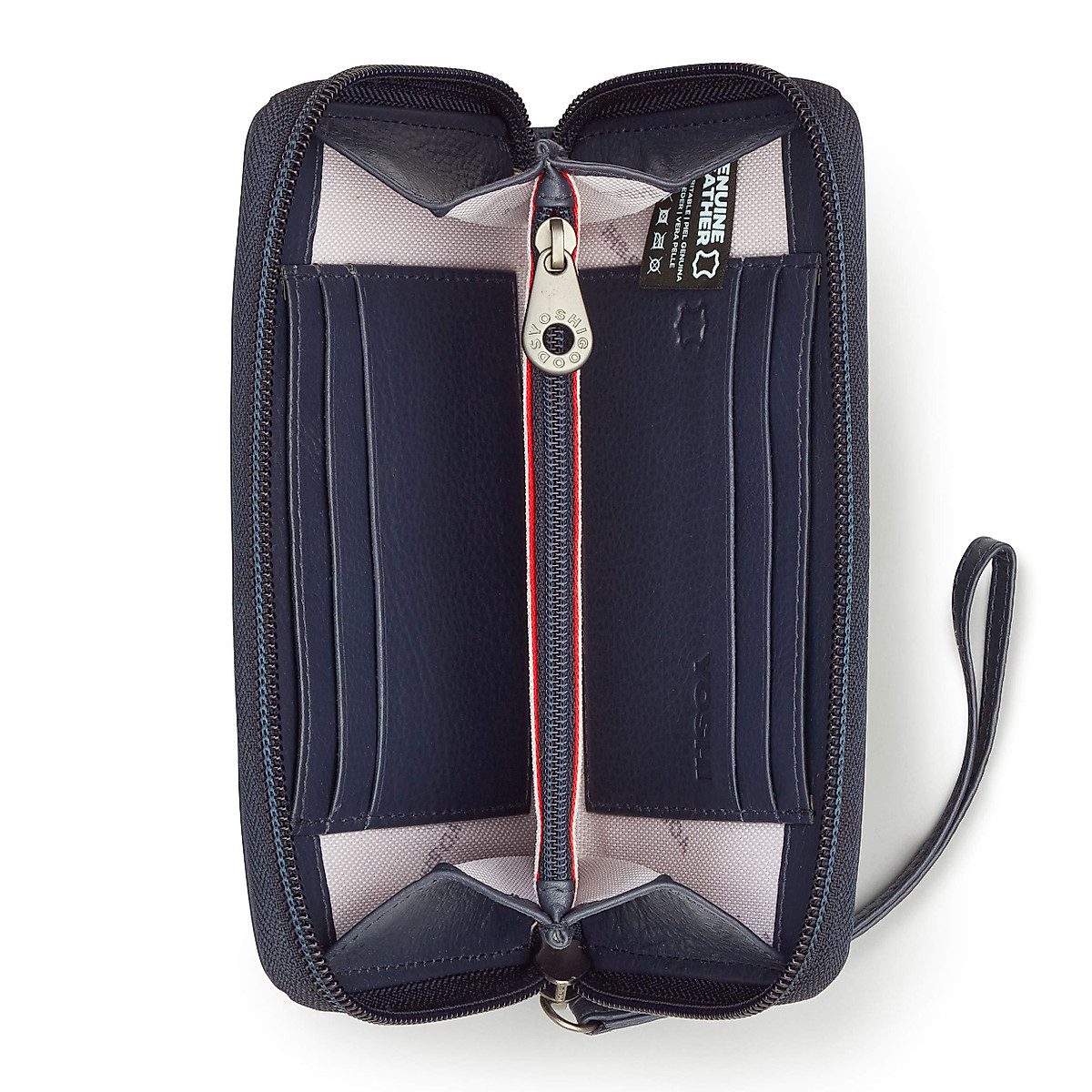 Yoshi Jane Austen Bookworm Ladies Purse, Genuine Leather Womens Wallet, Zip Round with Wrist Strap, Navy, One Size