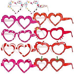 HOWAF Valentine's Day Party Favors for Kids, 27 Pack Paper Valentine Glasses Photo Props Valentines Decoration Costume Party Glasses Frame for Kids Valentines Gift Bulk Toys for Teacher Prizes