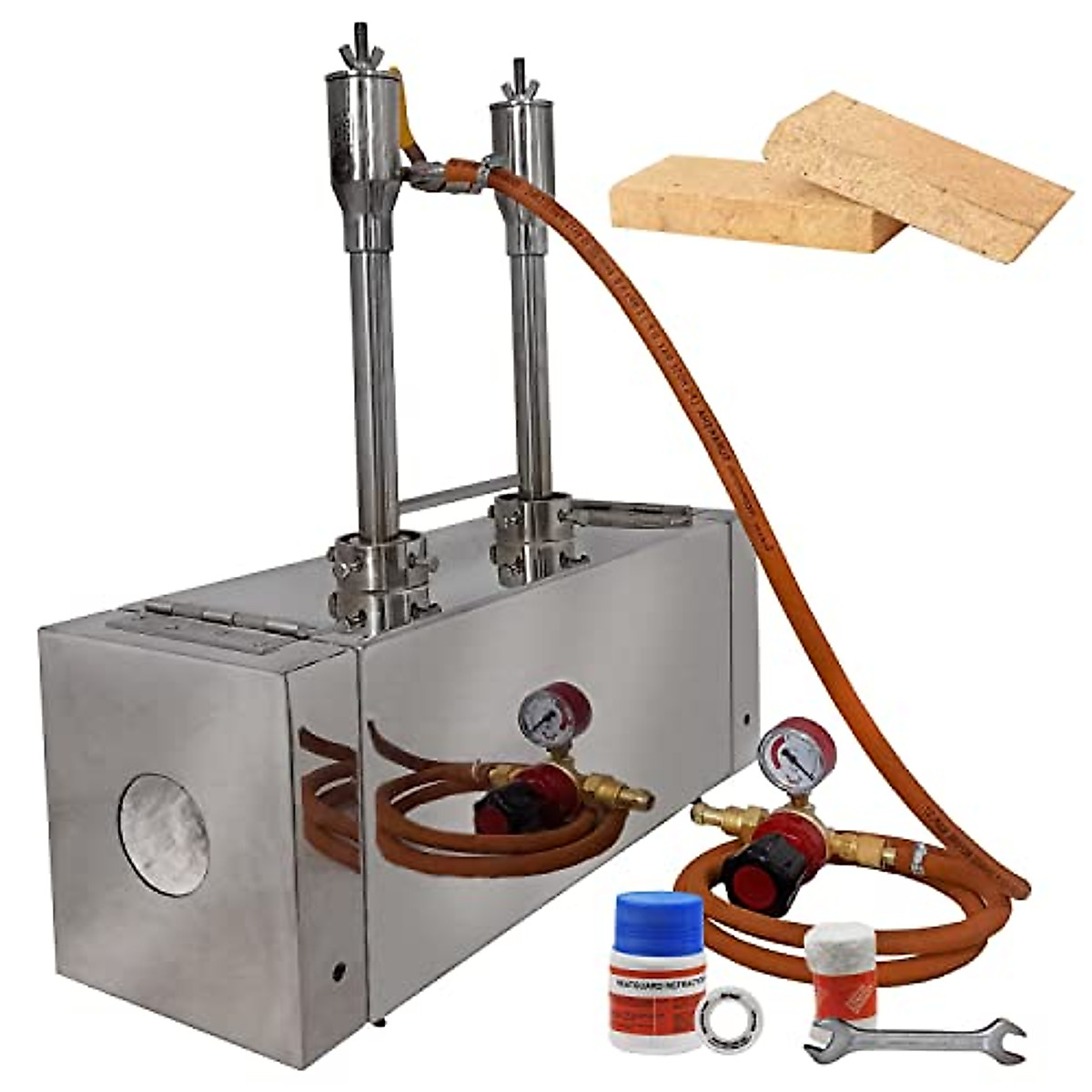 Simond Store Double Burner Propane Forge with Two Doors, 2600 F Rated, for Blacksmithing, Knife Making, Forging Tools and Equipment – Stainless Steel Rectangle Shape