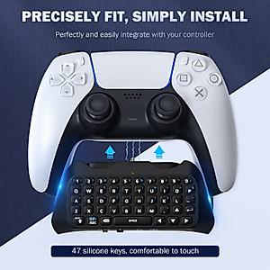 MoKo Keyboard for PS5 Controller, PS5 Bluetooth Wireless Mini Keyboard Chatpad for PlayStation 5 Controller, Game Keypad Built-in Speaker with 3.5mm Audio Jack for Messaging and Game Live Chat, Black