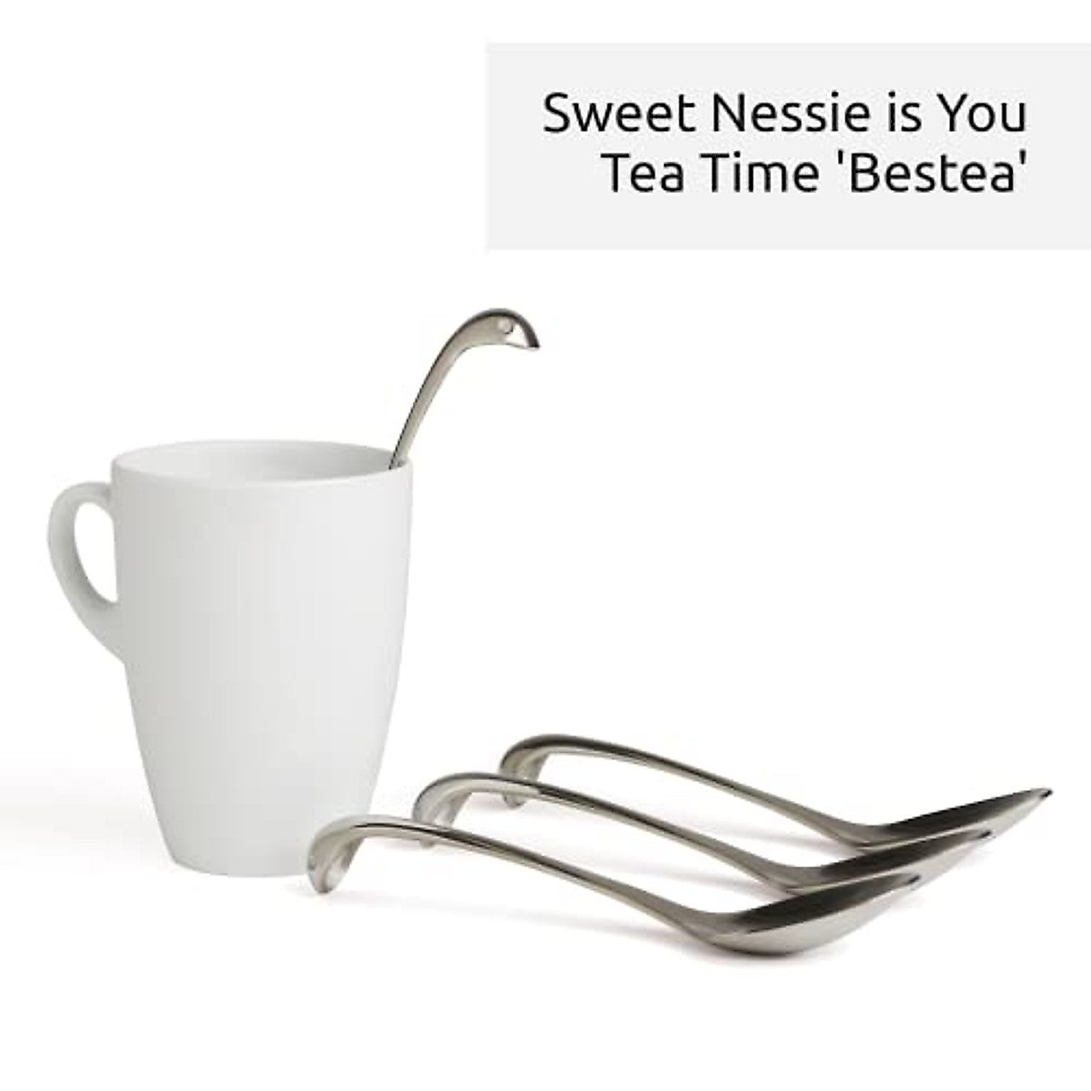 OTOTO Sweet Nessie Sugar Spoon (Set of 4) - Stainless Steel Tea Spoon - 100% Food Grade & Dishwasher Safe - Perfect Spoon for Tea & Coffee
