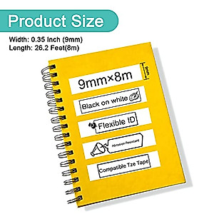 NineLeaf 30PK Compatible for Brother P-Touch TZe-FX221 TZ-FX221 TZ 9mm 0.35 Inch 3/8'' Black on White Flexible ID Cable Label Tape Work in PT-1280VP PT-1280AF PT-1290 PT-1300 PT-1400 Label Maker