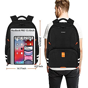 Ytonet Gym Backpack For Men Women, Travel Sports Track Backpack With Shoe Compartment USB Charging Port, Large Water Resistant Workout Laptop Backpack College Bag Fit 15.6 Inch, Camping, Black