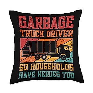 Garbage Truck Designs Waste Can Trash Collector Throw Pillow, 18x18, Multicolor