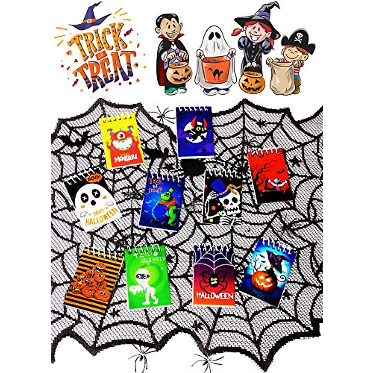 60PCS Halloween Notepads Party Favors for Kids - Spiral Notebooks Hallowmas Trick or Treat Goodie Bag Stuffers Filler Gifts Supplies Decorations, 10 Styles