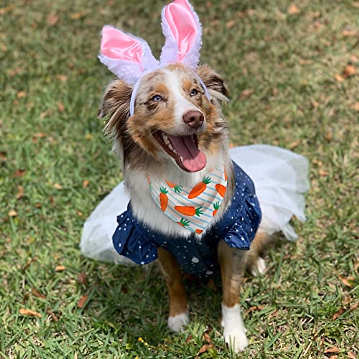 Easter Dog Bandana, Bunny and Carrot Bandanas for Dogs, Spring Puppy Scarf for Small Medium Large Dogs