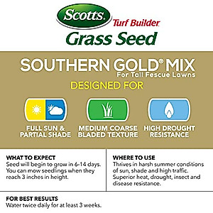 Scotts Turf Builder Grass Seed Southern Gold Mix for Tall Fescue Lawns, Stands Up to Harsh Conditions, 7 lbs