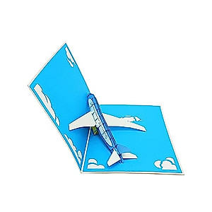 PopLife Jet Airplane Pop Up Card for All Occasions - Happy Birthday, Graduation, Congratulations, Retirement, Work Anniversary, Fathers Day - Pilots, Plane Travelers - Folds Flat for Mailing