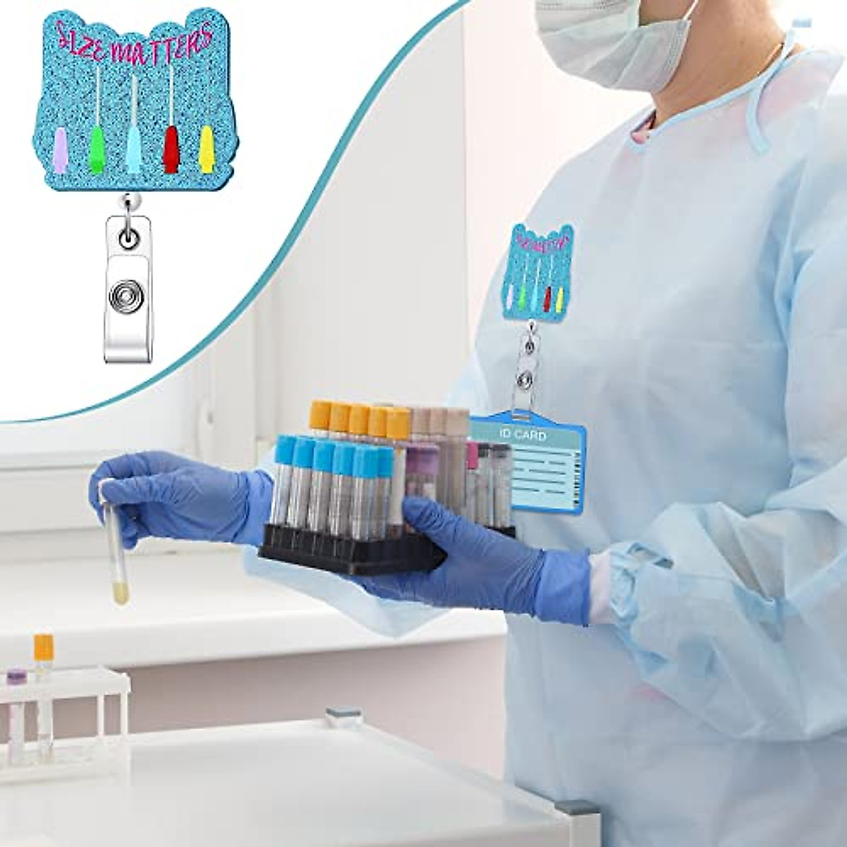 Geyee 4 Pack Nurse Badge Reel Retractable Badge Holder Funny Bling Blood Phlebotomist Badge Clips Cute Phlebotomist Nursing ID Badge Holder with Clip for Office School Hospital Nurses Teacher