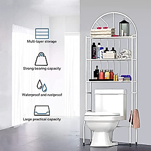 MONIPA Over The Toilet Storage, Bathroom Organizer, 3-Tier White Bathroom Shelf Space Saver, Freestanding Bathroom Toilet Storage Rack Cabinet Shelves