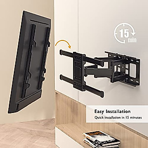 BONTEC Full Motion TV Wall Mount for 32-85 inch LED LCD OLED TVs, Swivel Tilt Level TV Mount Bracket with Articulating Dual Arms Hold up to 132lbs, Max VESA 600x400mm, Fits 12” 16" Studs