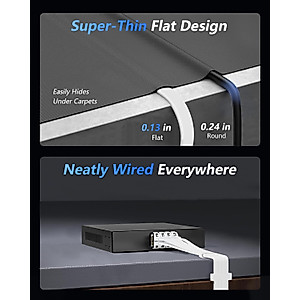 BUSOHE Cat 8 Ethernet Cable 100 FT, 40Gbps 2000Mhz High Speed Flat Cat8 Cable Patch Cord with Gold-Plated RJ45 Connector, LAN Network Internet Cable with 40 Clips for Router/Gaming/Computer, S/FTP