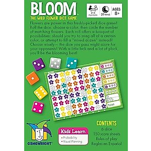 Gamewright - Bloom - The Colorful Wild Flower Roll and Write Dice Game, 5"