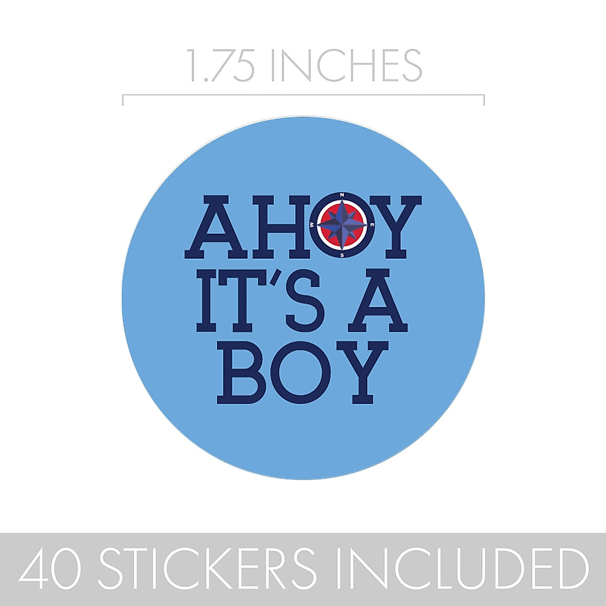 Ahoy It's a Boy Baby Shower Thank You Stickers - 1.75 in - 40 Labels