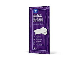Medline Skinfold Dry Sheet, Skin Moisture Management, Soft, Non-Chafing, Pre-Cut & Ready to Use, 6" x 14" (10 Count)