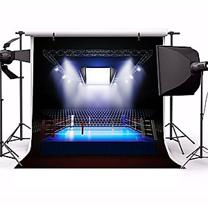 LFEEY 6x6ft Vinyl Boxing Backdrop for Photography Empty Professional Lighting Boxing Ring Void Squared Circle Prize Ring Arena Backdrop Sports Theme Party Supplies Birthday Photo Booth Studio Prop