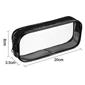 Tatuo 4 Pieces Clear PVC Zipper Pen Pencil Case, Big Capacity Pencil Bag Makeup Pouch (Black)