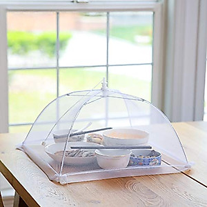 Pop-Up Mesh Screen Food Cover Tent Umbrella, SPANLA 8 Pack Food Cover Net for Outdoors, Screen Tents, Parties Picnics, BBQs, Reusable and Collapsible Reusable and Collapsible,17 Inches