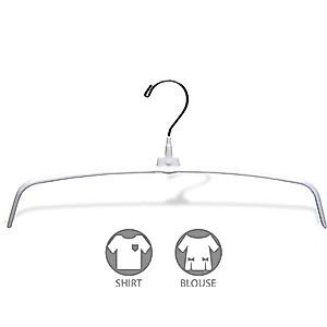 White Rubber Coated Thin Metal Hanger, Box of 25 Slim & Space Saving Arched Top Hangers w/ Vinyl Non-Slip Coating & Chrome Hook, by The Great American Hanger Company
