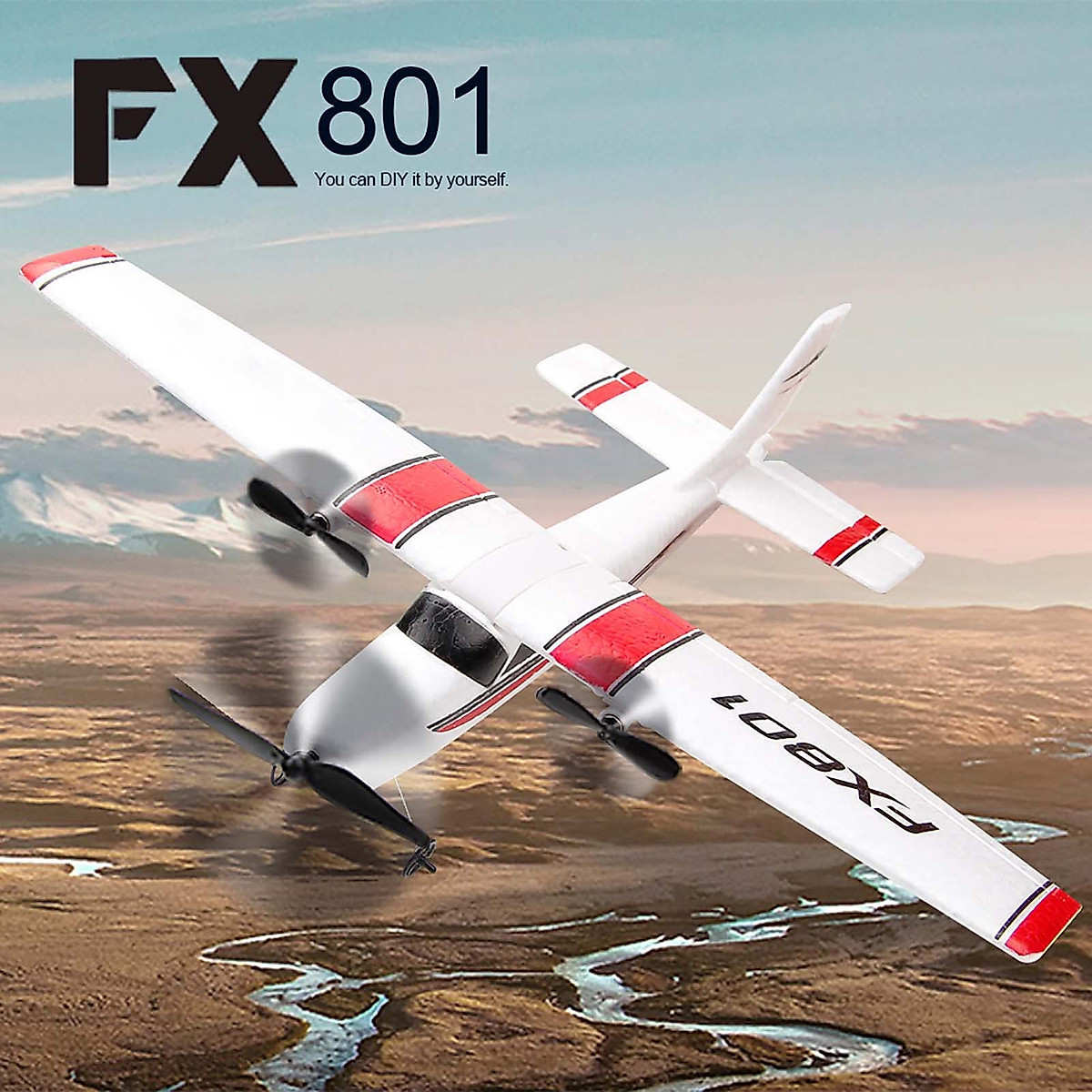GoolRC FX801 RC Airplane, 2.4GHz 2CH Remote Control Airplane, EPP Foam RC Plane, Fixed Wing RC Aircraft, Easy to Fly RC Glider Toys for Kids, Boys and Beginners with 2 Batteries