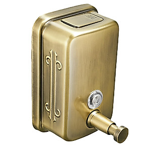 Commercial Wall-Mounted Soap Dispenser Stainless Steel Large Capacity for Hand Soap Anti-Rust Design for Bathrooms Hotels Restaurants or Home Use (Gold)