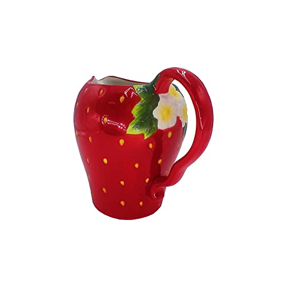 First of a Kind Glossy Rosy Red strawberry pitcher, red ceramic strawberry jug, strawberry kitchen pitcher for water, lemonade