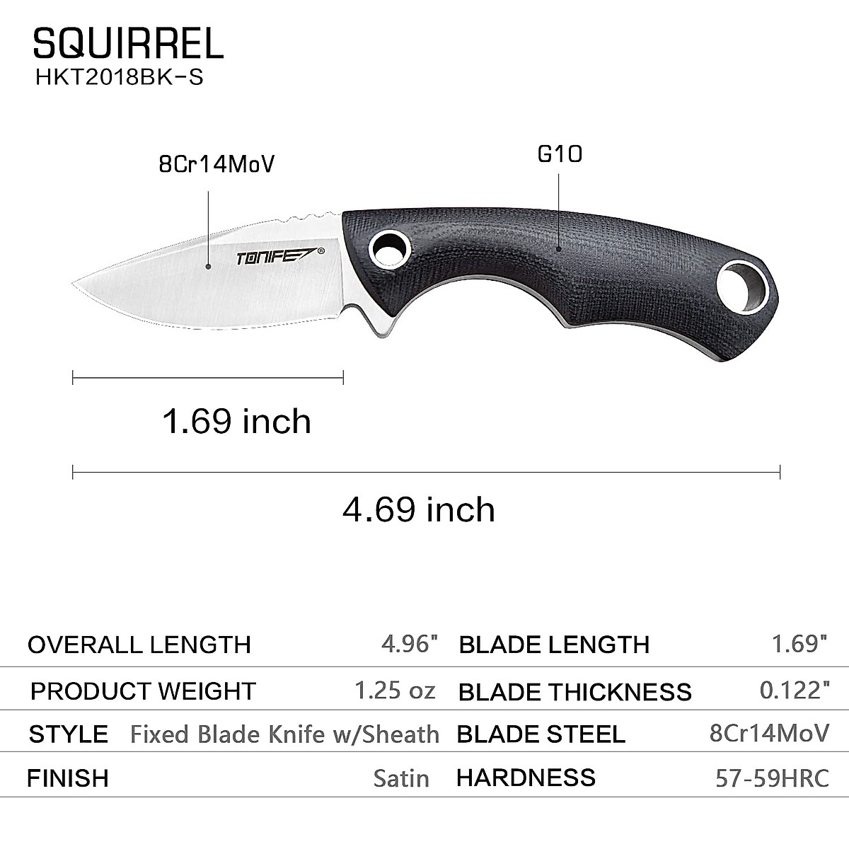 TONIFE Neck Knife Mini Outdoor Survival Fixed Blade Knife, EDC Knife High Hardness Sharp Blade 1.7'' Portable Neck Knife with Kydex Sheath and Ball Chain (black)