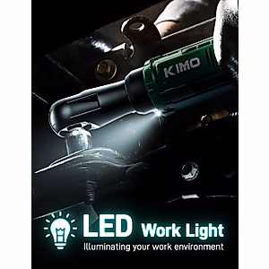 KIMO 20V Cordless Ratchet Wrench 1/2" Set, 74 Ft-lbs 400 RPM Electric Ratchet Wrench, Battery Powered Ratchet with 7 Sockets, 3" Extension Bar, 3/8" Adapter, 2-Pack Lithium-Ion Batteries, Fast Charger