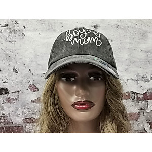 Hepandy Funny Boy's Mom Hat for Women, Embroidered Gifts Mama Baseball Cap, Distressed Washed Black Cotton Adjustable Hat