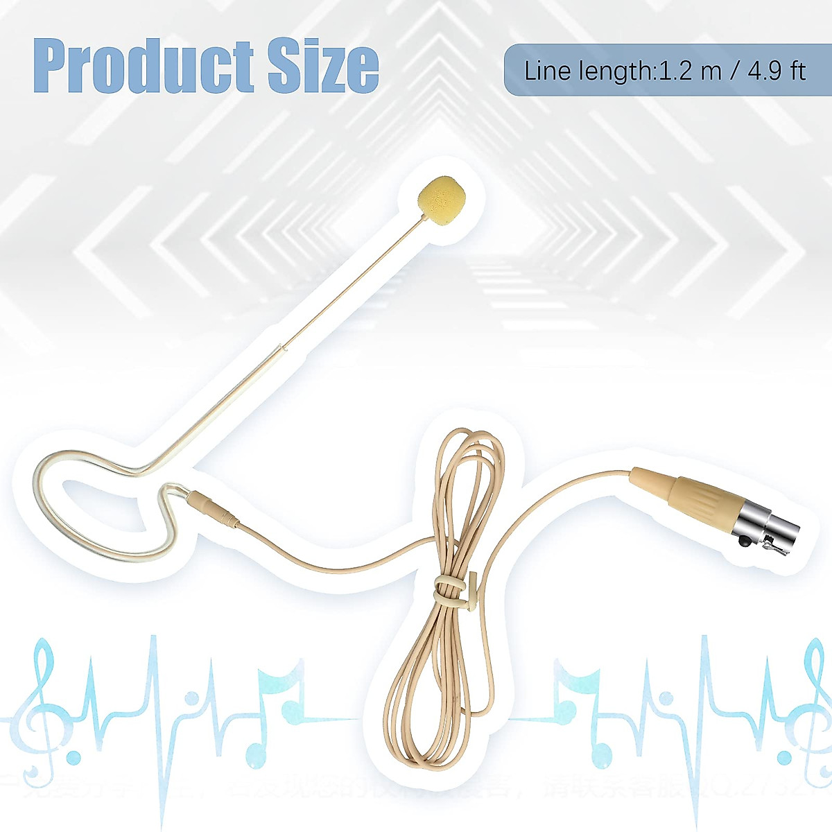 TOODOO in Ear Back Electric Microphone Mini XLR Mic Over The Ear Microphones Headset Microphone XLR with 4 Pin Mini XLR Cable Wire and Microphone Windscreens Compatible with Shure, Beige Color (2 Pcs)