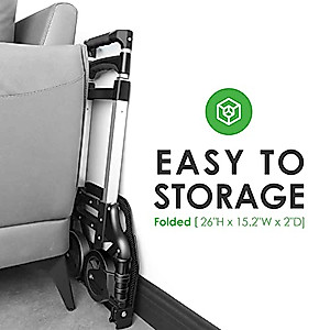 Teprovo Folding Hand Truck Dolly Extended Handle,Height 43.3in Aluminum Fold Up Dolly, Portable Hand Truck Folding Lightweight, Foldable Hand Cart 175lbs Capacity,Home, Auto, Office, Travel Use