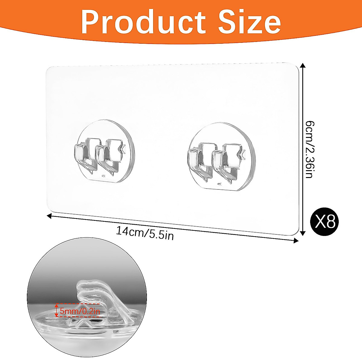 8 Pack Shower Caddy Adhesive for Replacement, Strong Adhesive Sticker Hooks Transparent Adhesive Wall Hooks No Drilling for Shower Caddy Basket Shelf Bathroom Storage Corner Shelves Kitchen Racks