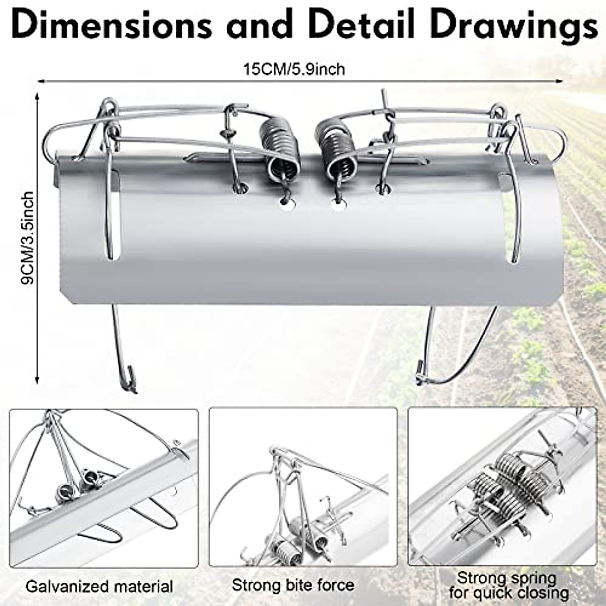 Mole Trap Half Round Metal Mole Killer Reusable Ground Squirrel Trap Heavy Duty Gopher Rat Vole Traps Tactical Traps for Outdoor Lawn Garden Yard Gopher Vole Trapping (4 Packs)