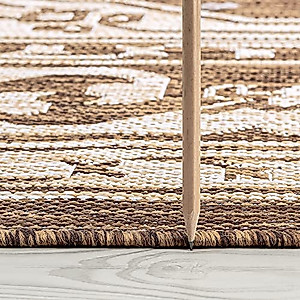 Water & Fade Resistant Indoor Outdoor 3x10 Runnerr Rug for Patio, Deck, Porch, Entryway | Outside Area Rugs for Patios | 2'8'' x 9'10'' Brown