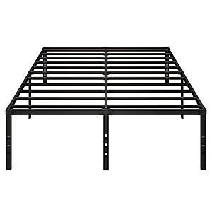 Jebosam 18 inch High Bed Frame Full Size Heavy Duty Platform Steel Support 2500 lbs Full Size Bed Frame No Box Spring Needed Non-Slip Noise Free Easy to Assembly Black Metal Bed Frame Full