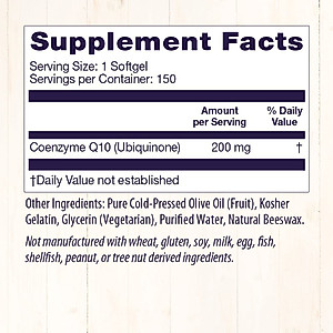 Healthy Origins CoQ10 (Kaneka Q10), 200 mg - Heart Health & Energy Supplement - Gluten-Free & Non-GMO Supplements - 150 Softgels