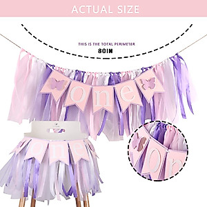 Butterfly One Birthday Highchair Banner - First Birthday Highchair Banner，one High Chair Banner，1st Birthday High Chair Banner，one Party Decoration Photo Props Cake Smash