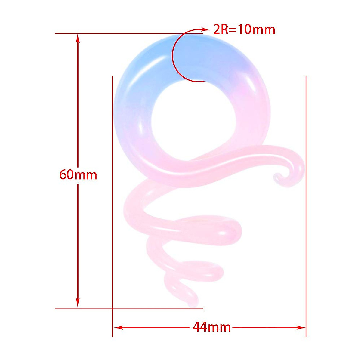 KUBOOZ COOEAR Glass Taper Treble Spiral Green Plugs Ear Gauges Hanger 1 Pair 2G-00G Stretchers Flesh Expander, 10 pounds