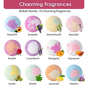 Sublime Beauty Group Bath Bombs for Women, 12 Large Bath Bomb Bubble Bath Set Spa Gifts for Women, Natural Handmade Bath Bombs Rich in Essential Oils, Romantic Gifts for Her, Wife, Multicolor
