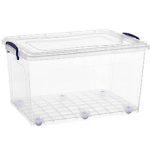 Superio 44 Qt Clear Plastic Storage Bin with Lid and Wheels, Non-Toxic, BPA Free, Odor Free, Organizer Storage Box, Stackable Plastic Tote for Home, Garage, Closet