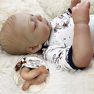 Adolly Gallery Realistic Reborn Baby Dolls Cute 20inch Soft Silicone Handmade Cloth Body Realistic Toddler Doll Lifelike Toy Gifts for Girl Age 3+ Name Bryan