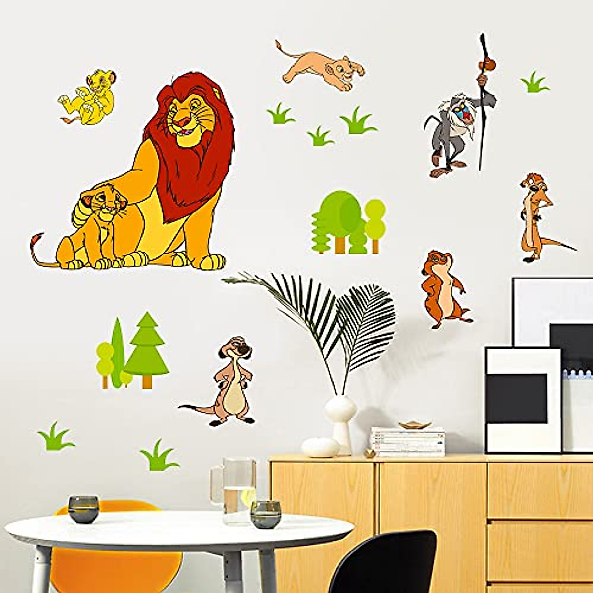 FAIRY KAARI Lion King Wall Decals for Children Room Lion King Wall Sticker Kids Room Nursery Cartoon Lion King Wall Decals Removable DIY Party Wallpaper for Playroom Living Room Decor
