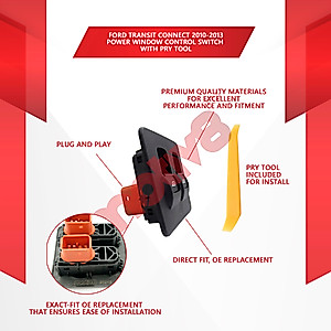 Motiv8 Ford Power Window Control Switch – Fits 2010-2013 Ford Transit Connect with Pry Tool | Replaces 9T1Z-14529-A, 9T1Z14529A, SW-7261, SW7261, DWS785 & 1S14142